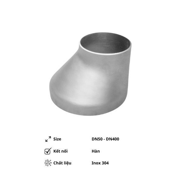 Côn thu lệch tâm inox 304 | Bầu giảm lệch tâm